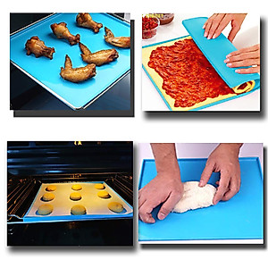 Silicone Cake Roll Maker,Silicone Baking Mat,Multipurpose Silicone Nonstick Pastry Mat, Portable Food Mat Travel Placemat for Toddler，ilicone Cake Roll Maker, Bakeware Baking Tools (10'', Blue)