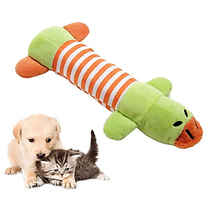 N/ hionre Sound Squeaky Interactive Toys for Pets, Cute Duck Plush Doll Molar Chew Bite-Resistant Toy for Pet Dog Cats Green