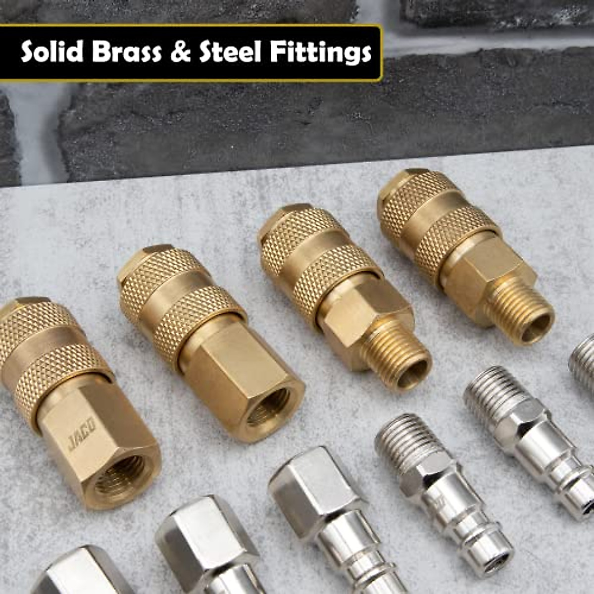 JACO Hi-Flo Quick Connect Air Hose Fittings - 1/4" NPT | High Flow Plug & Coupler Kit, Type V (Set of 12)