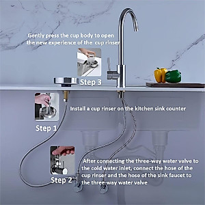 360° Rotary Stainless Steel Glass Rinser, Faucet Glass Rinser for Kitchen Sinks,Metal Cup Cleaner for Sink,Glass Bottle Cleaner Sink Attachment (9 Holes Rotation, Brush Nickel)