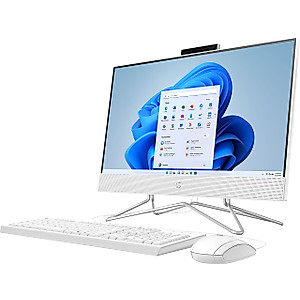HP 2022 Newest 22-inch FHD All-in-One Desktop Computer Dual-Core AMD Athlon Silver 3050U 8GB DDR4 RAM NVMe M.2 256GB SSD DVD WiFi AC BT RJ45 Webcam Windows 10 Pro White w/RE USB3.0 Flash Drive