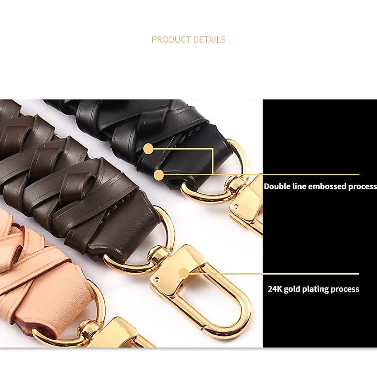 seegeeneey Genuine Leather Braided Handle for Women Handbag Suitable for Neonoe Hobo Bag Tote Bag (41cm(16''),Brown)