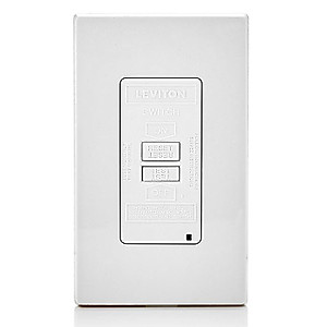 Leviton Blank Face GFCI, 20 Amp, Self Test, LED Indicator Light, Provides GFCI Protection where an Outlet is not Needed, GFRBF-W, White