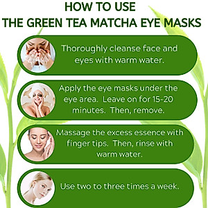 Suprance Green Tea Matcha Eye Mask Under Eye Patches Treatment for Dark Circles, Eye Bags, Puffiness - Anti-Wrinkle With Hyaluronic Acid and Collagen - 30 Pairs/60 Pcs.