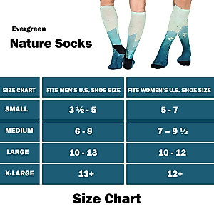 Sierra Socks Evergreen Pattern CoolMax Socks, Nature Collection for Men & Women Crew Socks
