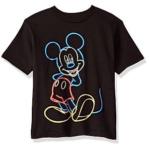 Disney Boy's Mickey Mouse Short Sleeve T-shirt, Mickey black, 5/6
