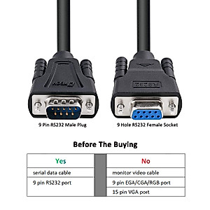 DTech 15ft COM Port Serial Cable Male to Female RS232 Extension 9 Pin Straight Through Cord
