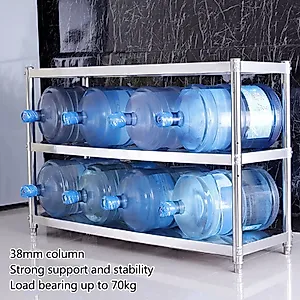 GOCHUSX Stainless Steel Shelf, Kitchen Storage Rack, 3-Tier Shelving Units and Storage, Standing Shelving Work Table for Kitchen Garage Office ( Color : Silver , Size : 80X30X80CM )