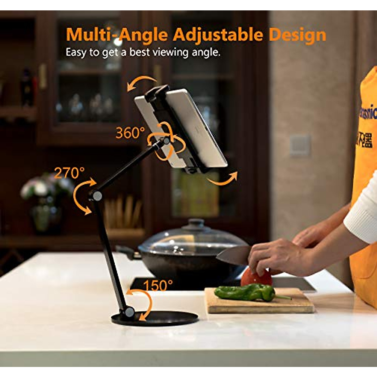 Inifispce Surface Pro Stand, iPad Pro 12.9 Holder, Multi-Angle Adjustable Tablet Stand Holder for 4.7''- 13'' Screen Microsoft Surface Pro Series, iPad Pro 11/12.9, iPad, Mini, Air and More (Black)