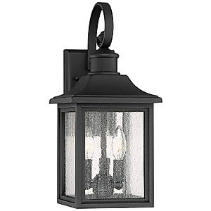 John Timberland Moray Bay Industrial Outdoor Wall Light Fixture Black Steel 17 3/4" Clear Seedy Glass Lantern for Exterior House Porch Patio Outside Deck Garage Yard Front Door Garden Home