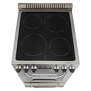 West Bend WB200ERPSS 20-Inch Electric Range, Compact Design, Top with 4 Cooking Zones, Glass Oven Door, Storage Drawer, and Rotisserie Accessories, 2.0 Cu. Ft, Stainless Steel, Metallic