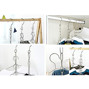 Falytemow Stainless Steel Space Saving Hanger Chains Magic Hangers Closet Space Saver Hanger Organizer Cascading Hangers Gain 80% More Space Set of 4