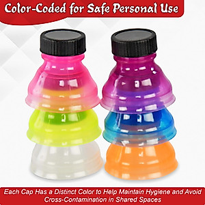 HOME-X Plastic Soda Can Cap, Reusable Soda Can Drink Lids, Colorful Covers for Soft Drinks, 2 ¼" Diameter x 2 ¼ “ H, Set of 6, Multi Colors
