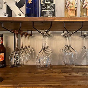 Wine Glass Rack (1 Pack 13.8 inch, Black), Wine Glass Rack Under Cabinet, Hanging Stemware Holder, Metal Chrome Finish Stemware Rack for Kitchen/Bar/Restaurant