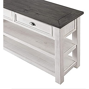 Martin Svensson Home Monterey Solid Wood Sofa Console Table White with Grey Top