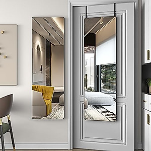 EDTEMI Full Length Wall Mounted Mirror, 39"*12"Over The Door Hanging Mirror, Full Size Rectangle Mirror, Dressing Body Mirror for Bedroom Living Room Bathroom(Black)