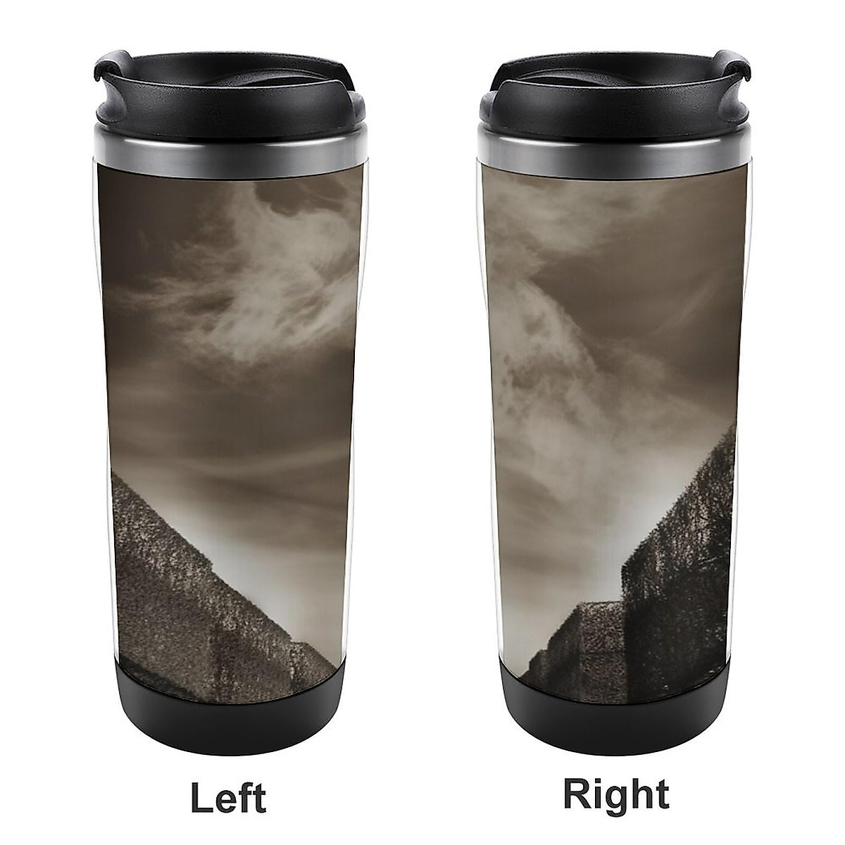 DWVSFJM Paris Eiffel Tower Insulated Tumbler Stainless Steel Double Wall Vacuum Travel Mug Insulated Metal Mug Large Capacity Car Cup Reusable Coffee Cup with Lid Gifts