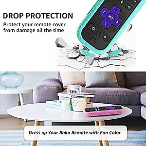 3 Pack Remote Cover for Roku, The Remote Case Compatible with Roku Voice Remote Official, Silicone Universal Protective Controller Sleeve for Roku TV Remote Glow in The Dark Pink Blue