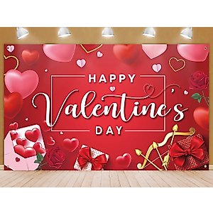 Valentine's Day Party Backdrop - Beautiful Romantic Blossom Love Heart Theme Studio Background Banner Decorations Photography Supplies - Happy Valentine's Day Photo Booth Backdrops - 70.8 x 43.3 Inch