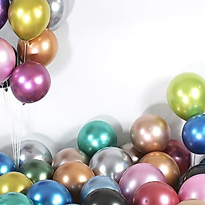 BEEYUUD 120 Pcs Metallic Balloons 12 Inch, Shiny Chrome Balloons Assorted Colors, Helium Balloons Colorful Party Balloons for Birthday Wedding Baby Shower Decor.…, Blue,green,pink,purple,red,silver