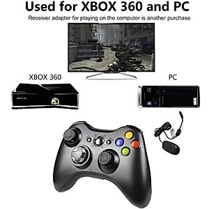Etpark Wireless Controller for Xbox 360, Xbox 360 Joystick Wireless Game Controller for Xbox 360 & Slim Console and PC Windows XP/7/8/10(Black)
