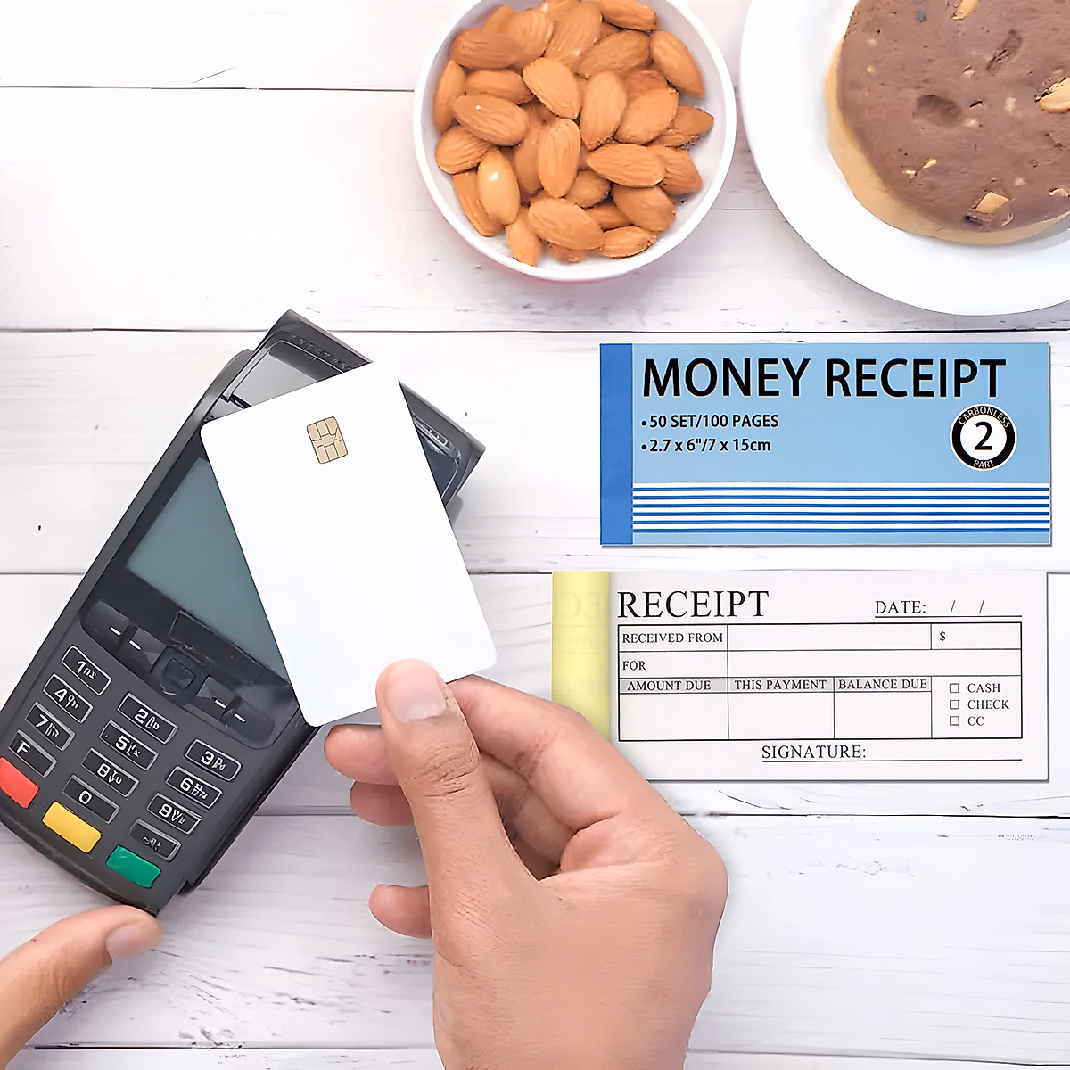 Money and Rent Receipt Book 5 Pack/250 Sets, 2-Part, 2.75"x6" Carbonless Copy Receipt Book with Cardboard and Waterproof Cover (50 Sets Per Book)