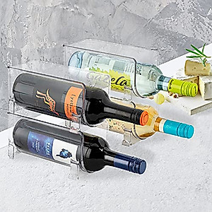 JINAMART Set of 3 Stackable Wine Storage Rack | Counter Top Wine Holder | Free Standing Organizer for Refrigerator or Kitchen Countertops (Holds 3 Bottles)