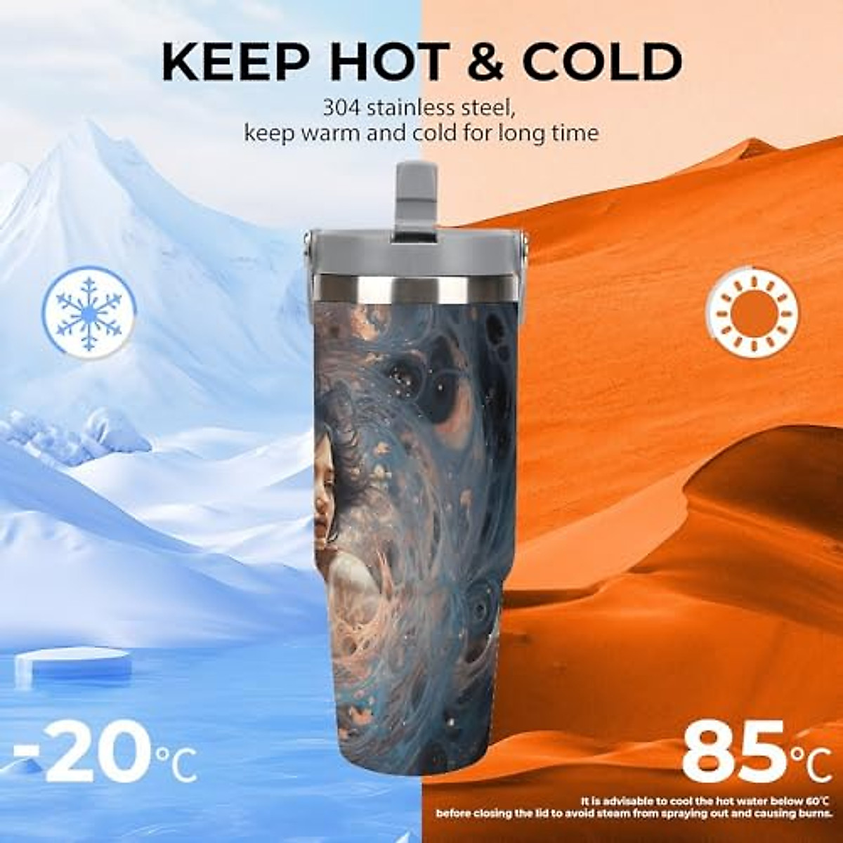 SYJTGDE Large Capacity Car Cup Black Hole in Space Fashionable Upgrade Car Cup Advanced And Beautiful Travel Cup