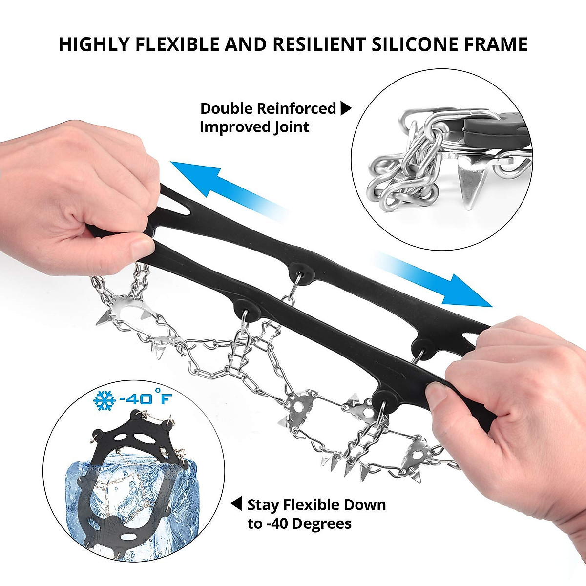 Crampons Ice Cleats Safety Traction Cleats Snow Ice Grips 23 Spikes fit Boots/Shoes for Men Women Walking Hiking