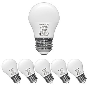 ORALUCE A15 LED Bulb 5 Watts Warm White 3000K,40W Equivalent Table Lamp Bulb, E26 Standard Screw Base G45 Shape Small Light Bulbs for House Lighting,450 Lumen,Non-Dimmable,6 Pack