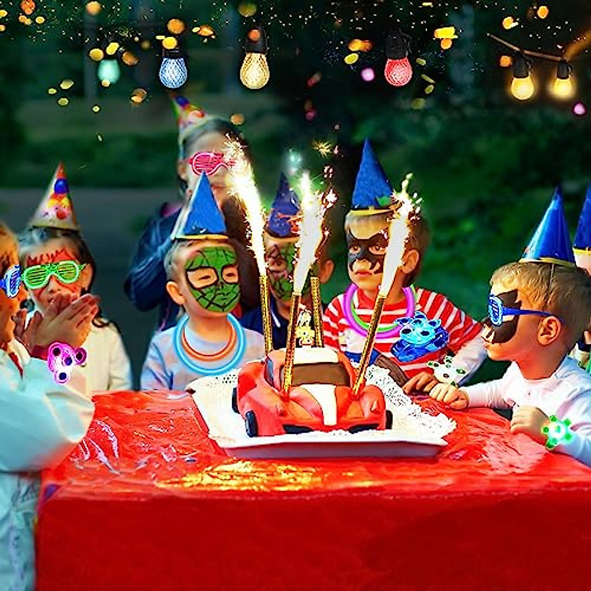 SHQDD140PCS Led Light Up Toys Party Supplies, 20 Flashing Glasses, 20 LED Fidget Spinner Bracelets, 100 Glow Sticks In Dark Party Supplies for Kids Adult, Light Up Party Favors for Birthday Cosplay