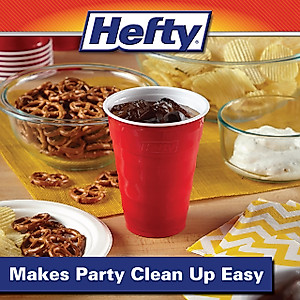 Hefty Party On Disposable Plastic Cups, Red, 18 Ounce, 30 Count