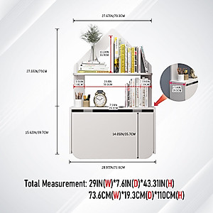 Bixiaomei Wall Mounted Drop-Leaf Table, Floating Laptop Desk, Folding Table with Shelves, Multifunctional Computer Workstation Storage Compartments in Home Office for Space Saving (White)
