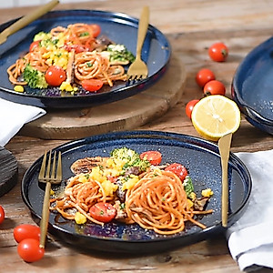 18-Piece Ceramic Dinnerware Set for 6, Vicrays Kitchen Dinnerware Set, Dinner Plates, Salad Plates, Bowls, Microwave, Oven, Dishwasher Safe, Scratch Resistant, Suitable for Home, Party, Restaurant