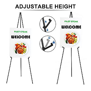 Artist Easel Stand for Display Wedding Sign & Poster - 63 Inches Tall Easle for Display Holder - Portable Collapsable Poster Easel - Floor Adjustable Metal Painting Easels Tripod Black