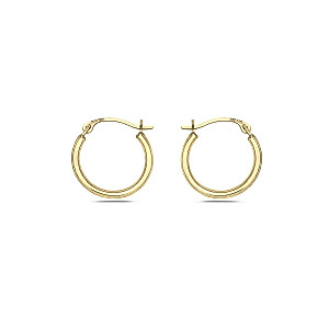14K Solid Gold 1MMX14MM French Lock Hoop Earrings- Yellow Gold - Jewelry for Women/Girls - Small Hoop Earrings