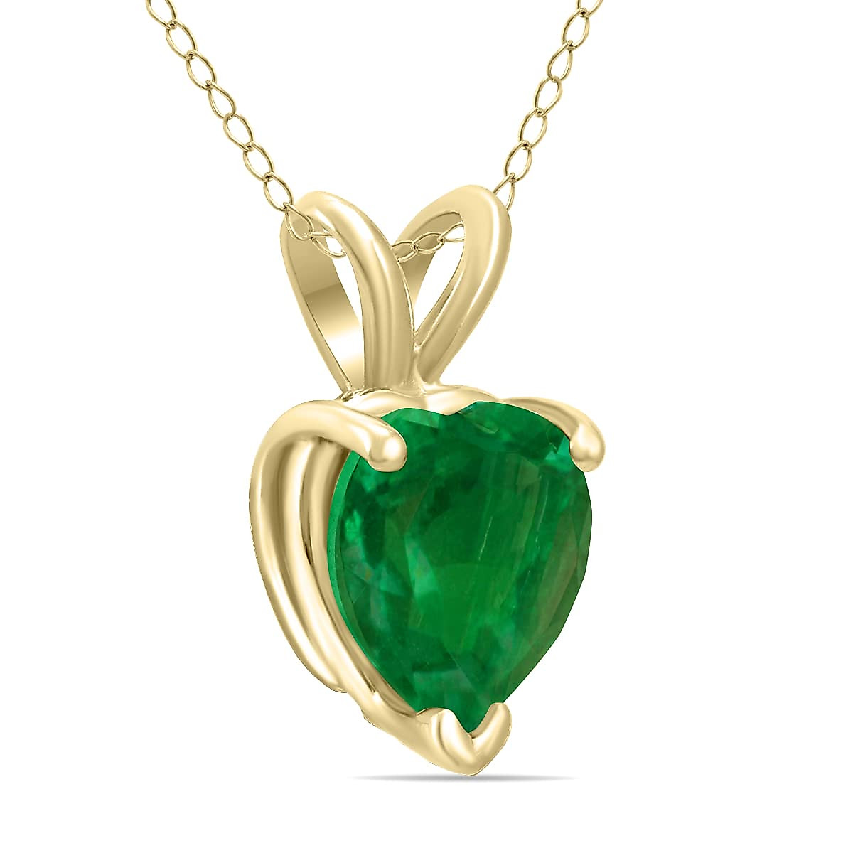 14K Yellow Gold 5MM Heart Emerald Pendant
