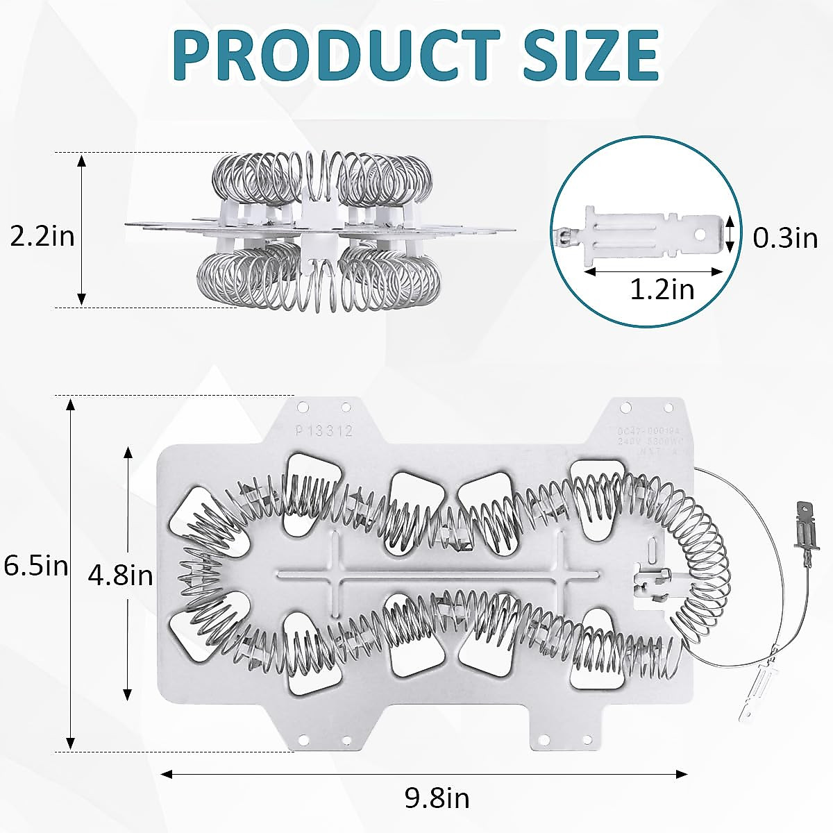 EAGLEGGO Dryer Heating Element for Samsung DV218AEW/XAA-0000, Samsung DV409AEW/XAA-0000, Samsung DV456EWHDSU/AA-0001, Samsung DV448AEP/XAA-0003 Dryers