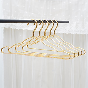 Clothes Hangers Metal 20 Pack,Smooth Surface Shirt Dress Hanger,Durable Heavy Duty Coat Hangers,Gold Aluminum Suit Hangers,16.5” Standard Hangers for Jacket Trouser Pant Slack