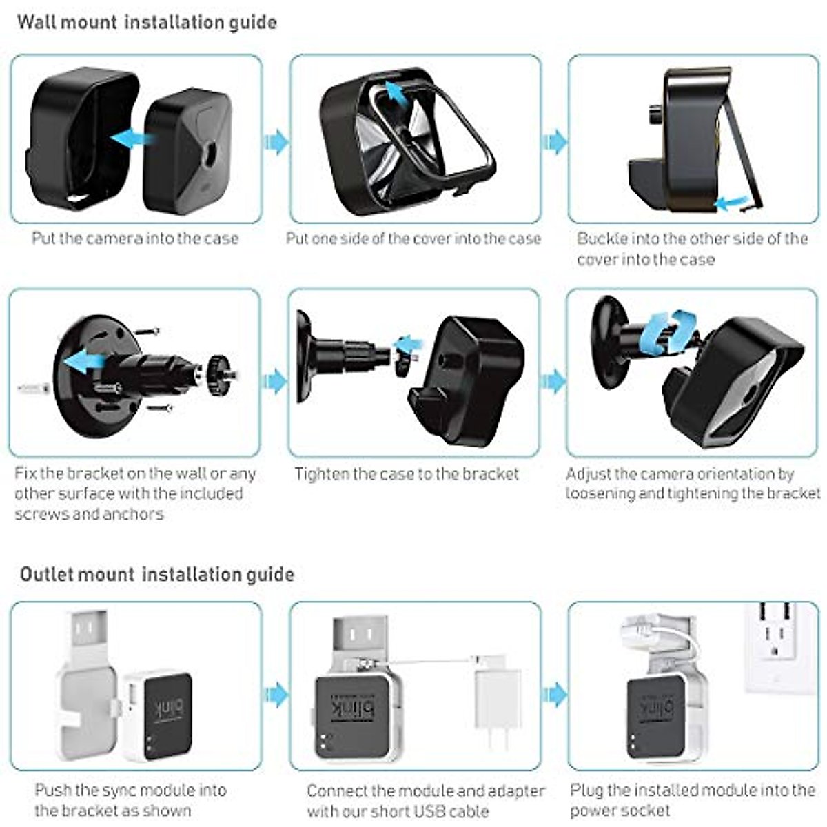 All-New Blink Outdoor Camera Surveillance Mount, 3 Pack Weatherproof Protective Housing and 360 Degree Adjustable Mount with Sync Module 2 Mount for Blink Outdoor (Blink Camera are Not Included)