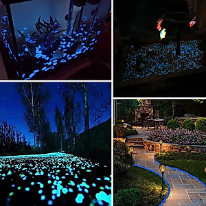Anothera 1000 pcs Blue Glowing Rocks Glow in The Dark Pebbles Solar Stones Outdoor Garden Lawn Walkway Decorative (Blue)