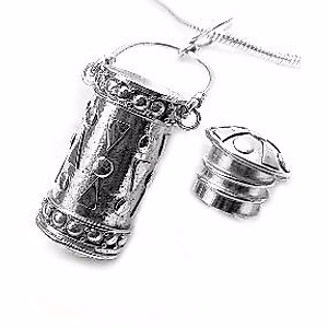 Hanging Lantern Sterling Silver Tall Cylinder Poison Box Jar Urn Pendant