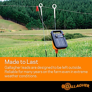 Gallagher S10 Leadset | Energizer Output Lead Set | Electric Fence Energizer Accessory with Red & Green Alligator Clips | Connect to Energizers, Power Supplies & Earthing Systems | 70" / 1.8m Length