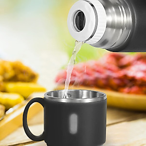 Thermoses Mug with Coffee Mug Vacuum Insulated Stainless Steel Thermos Leak Proof Portable Coffee and Beverage Insulation Pot for Travel, Office and Picnic (480ml / 16.3oz, Black)