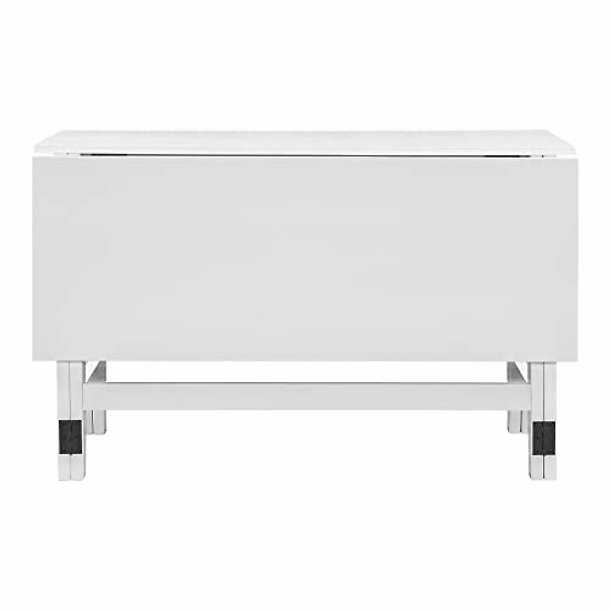 Kisyapoo Farmhouse Extendable Dining Table for 4, Wood Rectangular Dining Table with Drop Leaf, Dining Table for Kitchen Dining Room Home, Maximize Space Savings (White-Table)