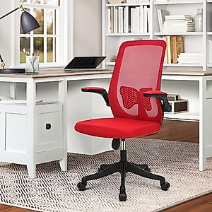 Athena Collection Office Chair Ergonomic Computer Desk Chair Comfy Swivel for Home Office Chair Rolling Reclining Chair with Wheel Mesh High Back Lumbar Support Heavy Duty Red