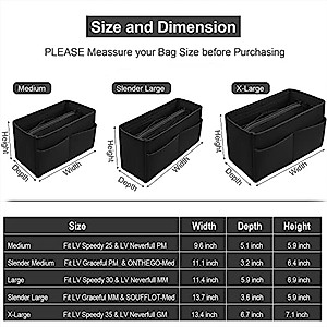 OMYSTYLE Purse Organizer Insert for Handbags, Felt Bag Organizer for Tote & Purse, Tote Bag Organizer Insert with 5 Sizes, Compatible with Neverfull Speedy and More