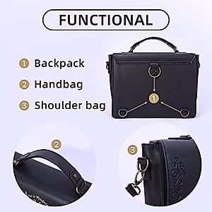 HYID Handbag Satchel Bag Shoulder Bag and Crossbody Bag and Purse for women Backpack Vintage Messenger Bag for Girls, Black