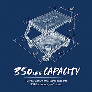 URBANTRANSIT FastBack Shop Stool - 350 Lb Capacity Rolling Stool for The Garage and Workshop, with Organizer Tray and Cupholder - 3 Inch Premium Casters - an Ideal Mechanics Stool or Workshop Stool