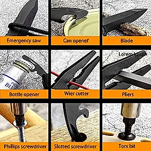 Multitool Pocket Knife Tactical Knife with Blade Saw Plier Screwdriver Folding Built with Full Stainless Steel Perfect Tool for Men Camping Emergency Outdoor Gifts for Men Him Dad Husband Boyfriend